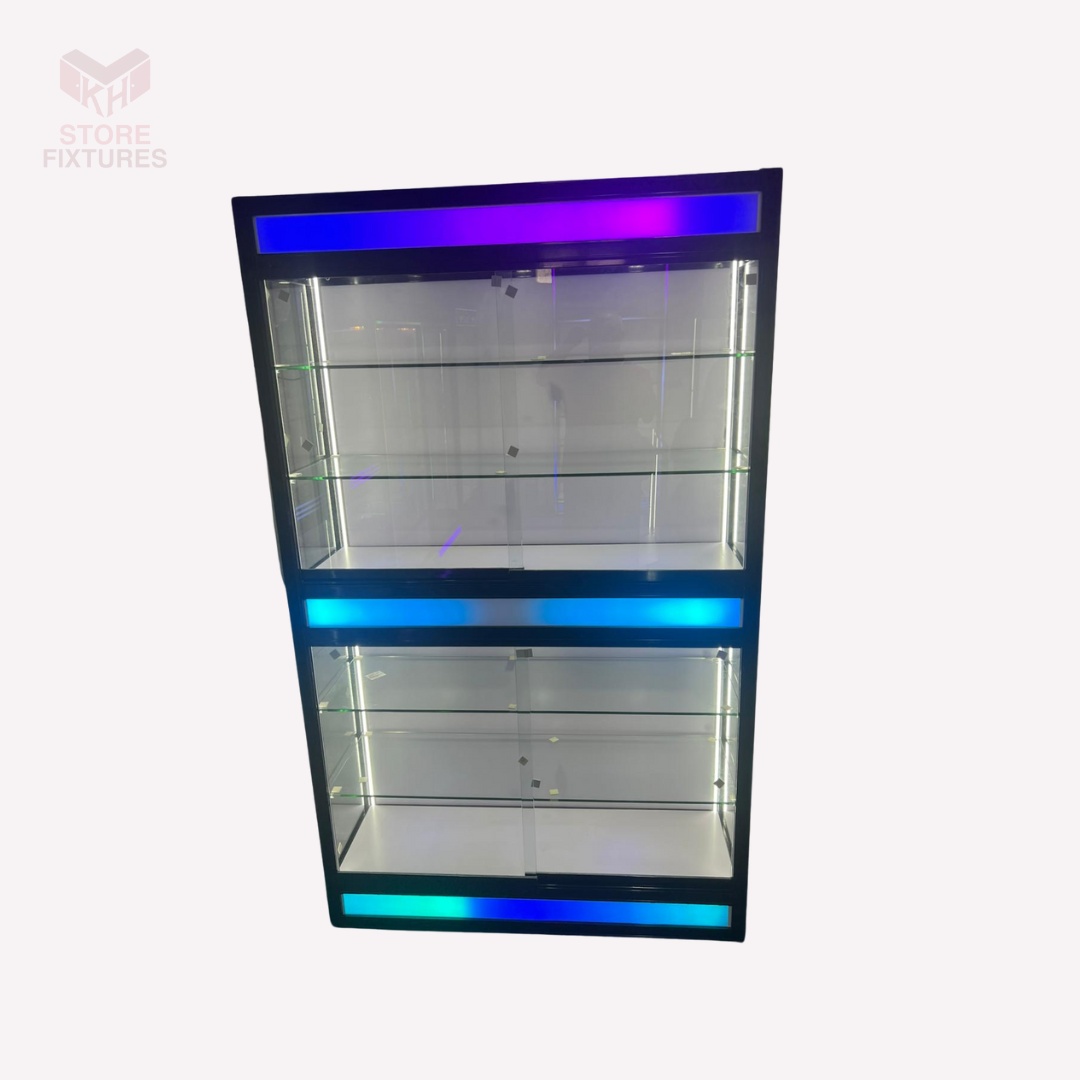 HIGH STAND WALL DISPLAY CASE wITH LED lights - khstorefixtures